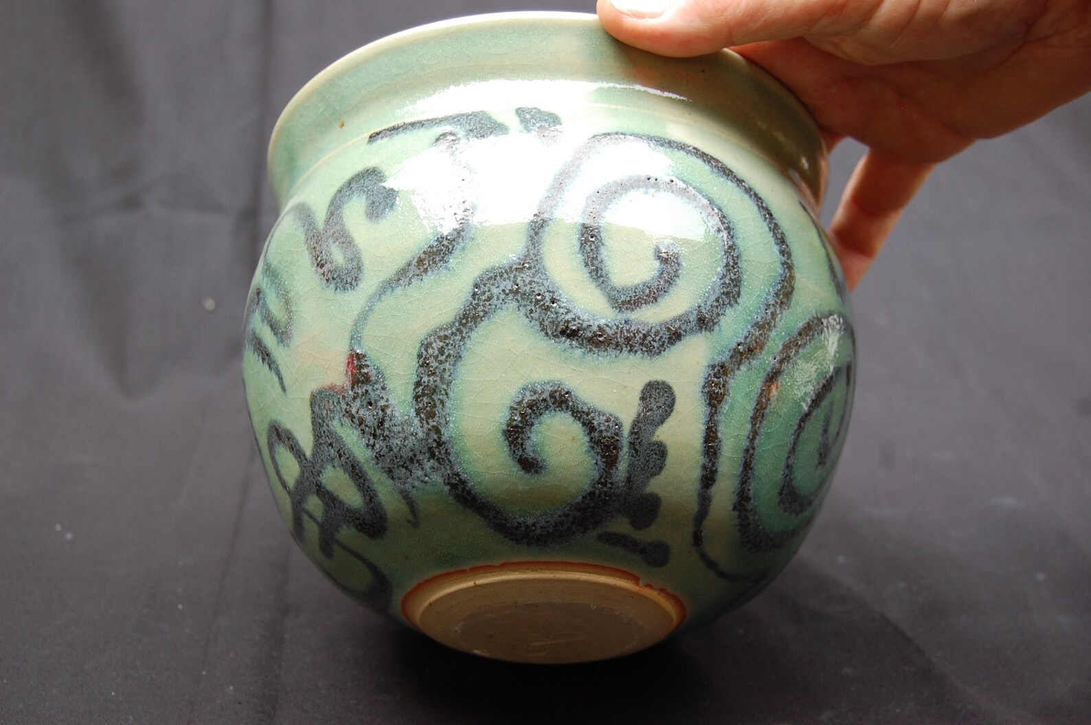 Ceramic sandstone vase engobe decoration. Stoneware vase with | Etsy