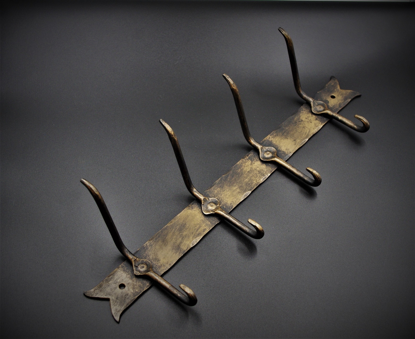 Coat Rack Wall Mounted Hand Forged Wrought Iron Black - Etsy