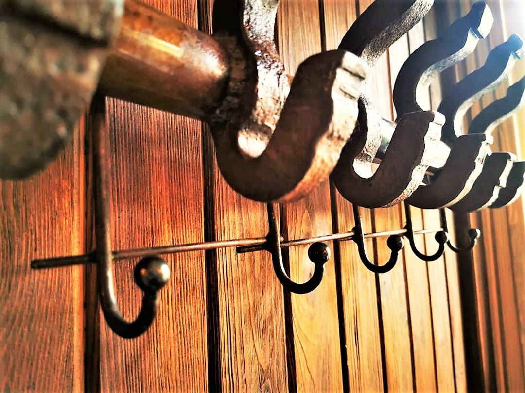 Rustic Steel Wall Coat Rack in Rust Color Made by Hand and Heart - Etsy