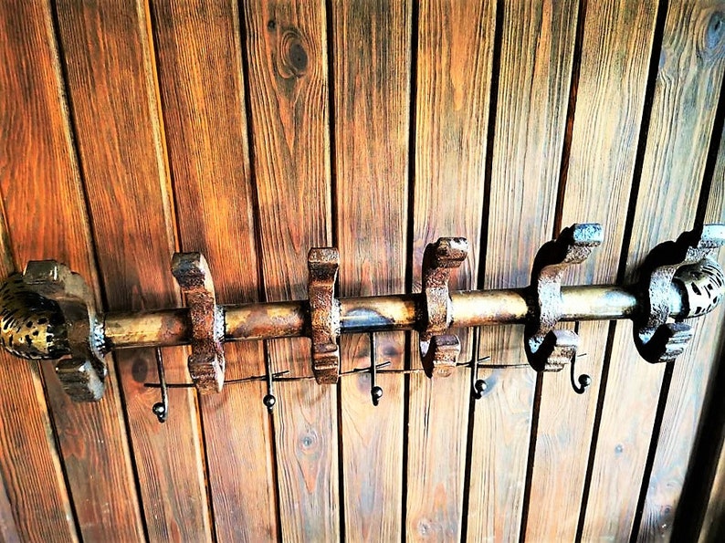 Rustic Steel Wall Coat Rack in Rust Color Made by Hand and | Etsy