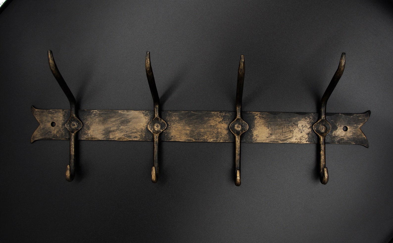 Coat Rack Wall Mounted Hand Forged Wrought Iron Black - Etsy