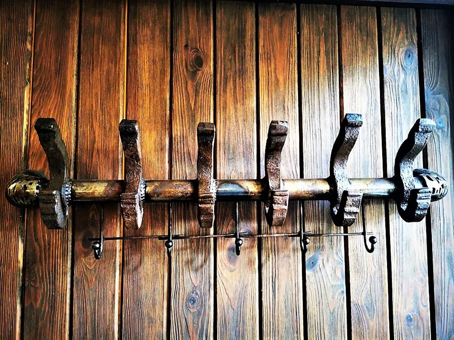 Rustic Steel Wall Coat Rack in Rust Color Made by Hand and | Etsy