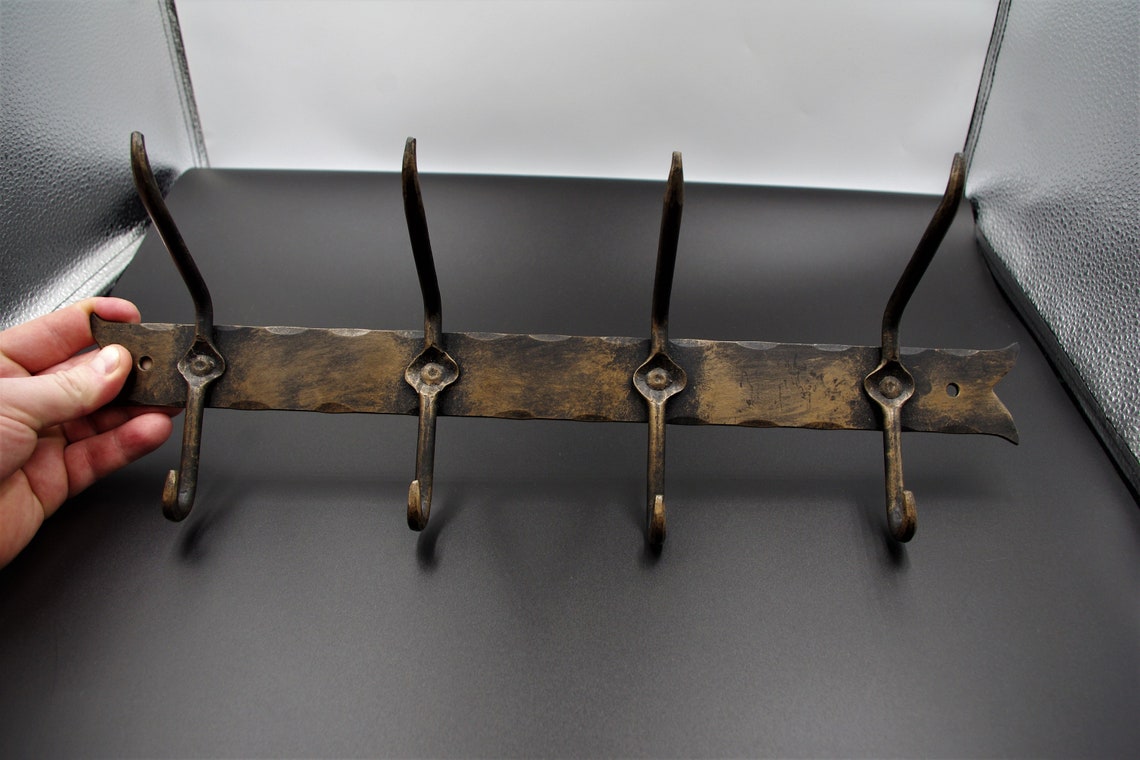 Coat Rack Wall Mounted Hand Forged Wrought Iron Black - Etsy