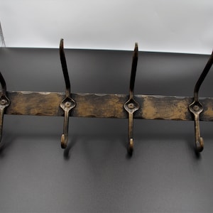 Coat Rack Wall Mounted | Hand Forged | Wrought Iron | Black and Golden ...
