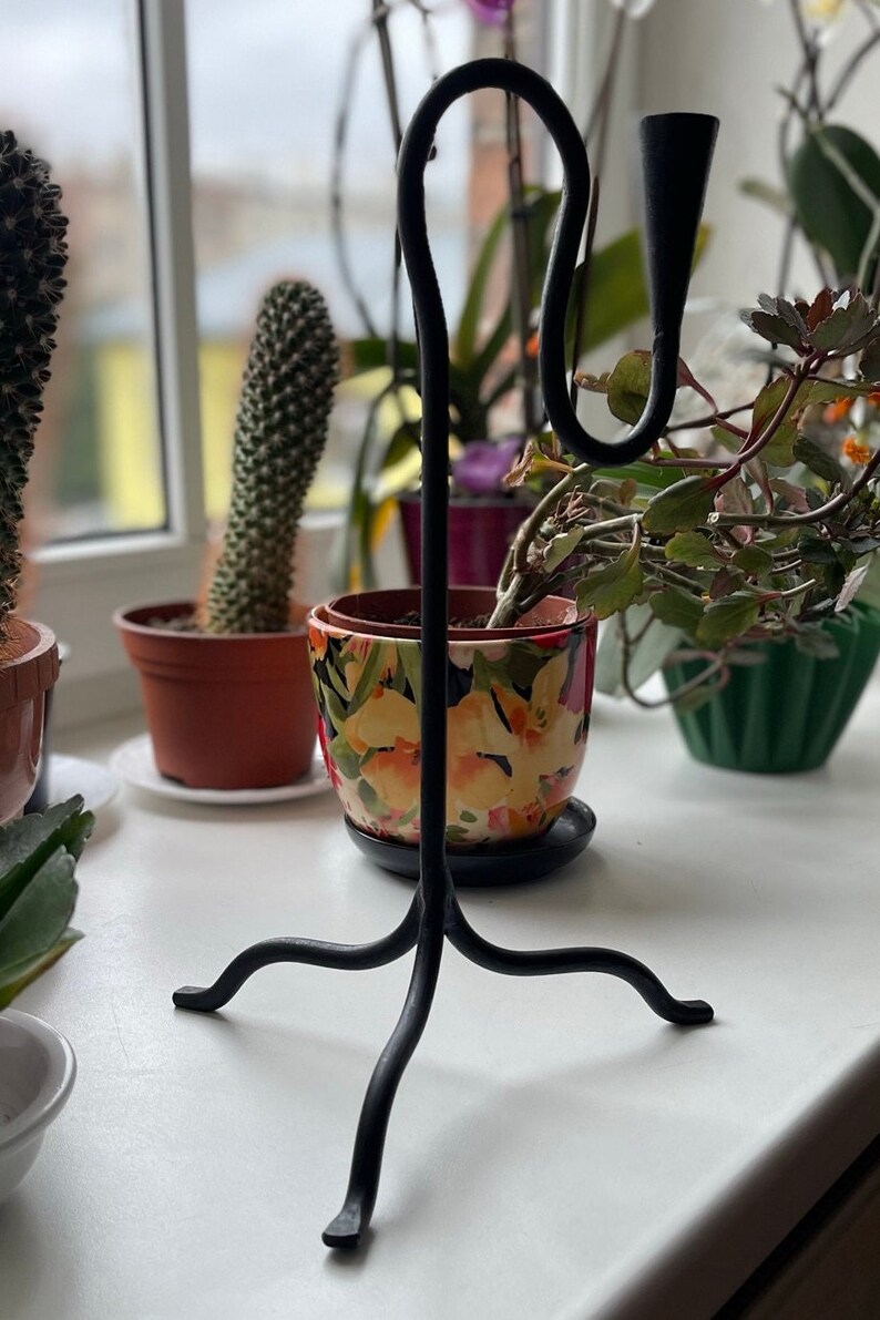 Forged Standing Candlestick Wrought Iron Hand Forged Gift - Etsy