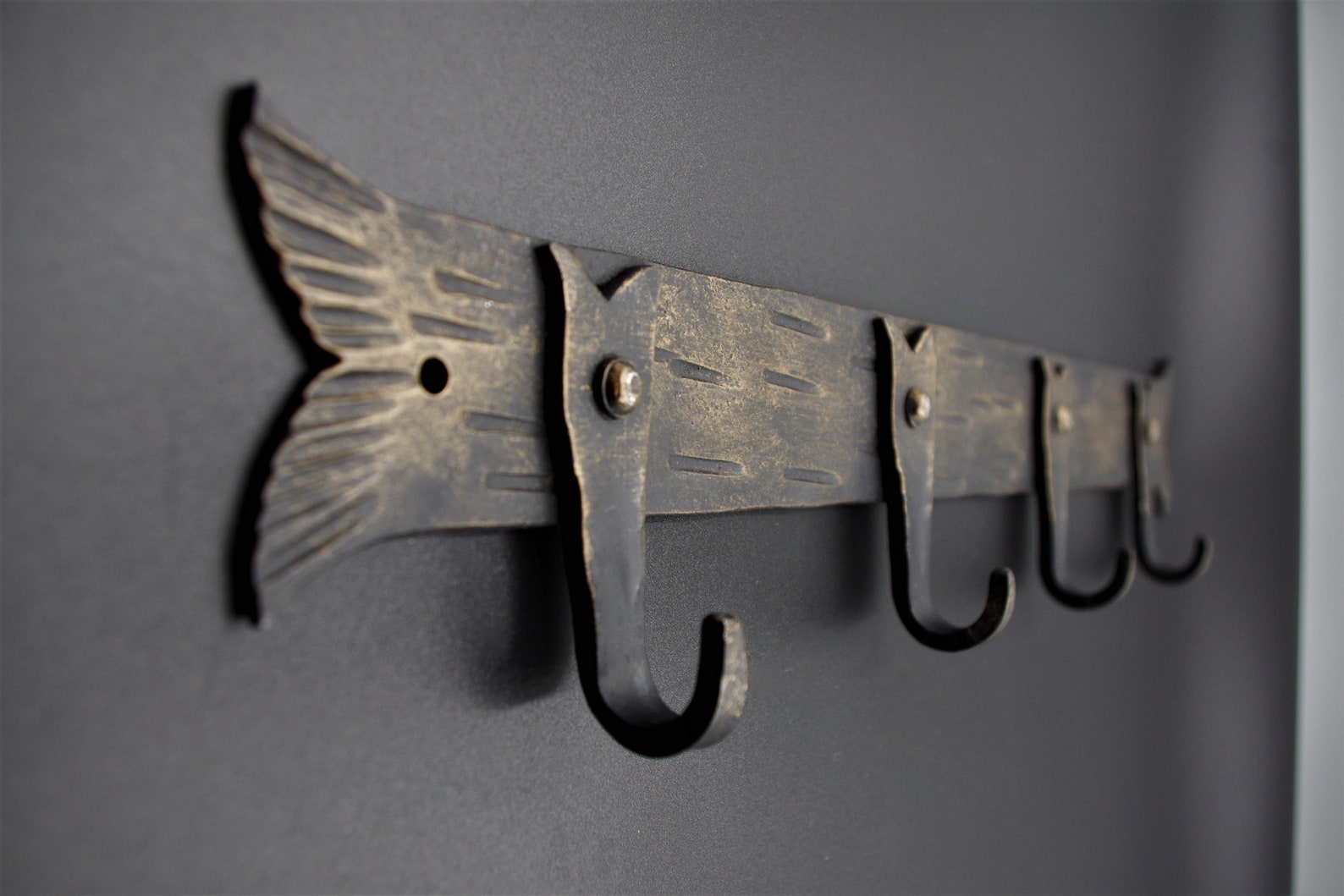 Metal Wall Coat Rack Wall Hooks With Rail Hand Forged | Etsy