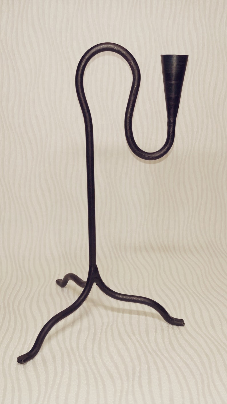 Forged Standing Candlestick, Wrought Iron, Hand Forged, Gift, Decor ...