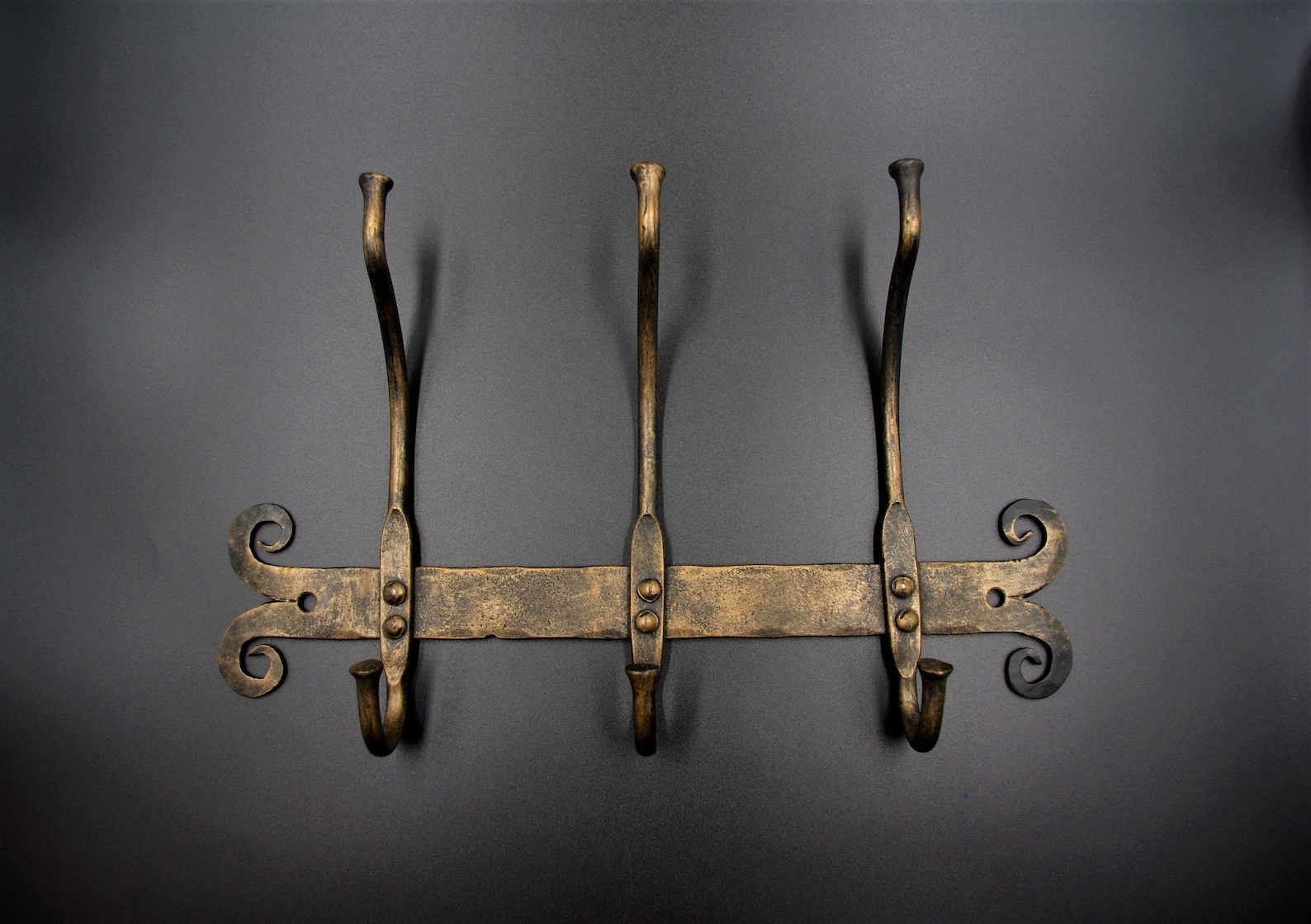 Coat Rack Wall Mounted Hand Forged Wrought Iron Black - Etsy