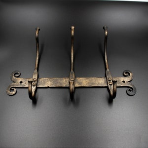 Coat Rack Wall Mounted | Hand Forged | Wrought Iron | Black and Golden ...