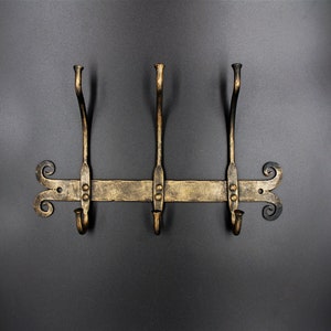 Coat Rack Wall Mounted | Hand Forged | Wrought Iron | Black and Golden ...