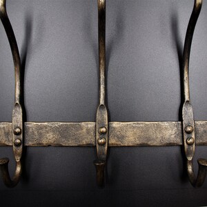 Coat Rack Wall Mounted | Hand Forged | Wrought Iron | Black and Golden ...