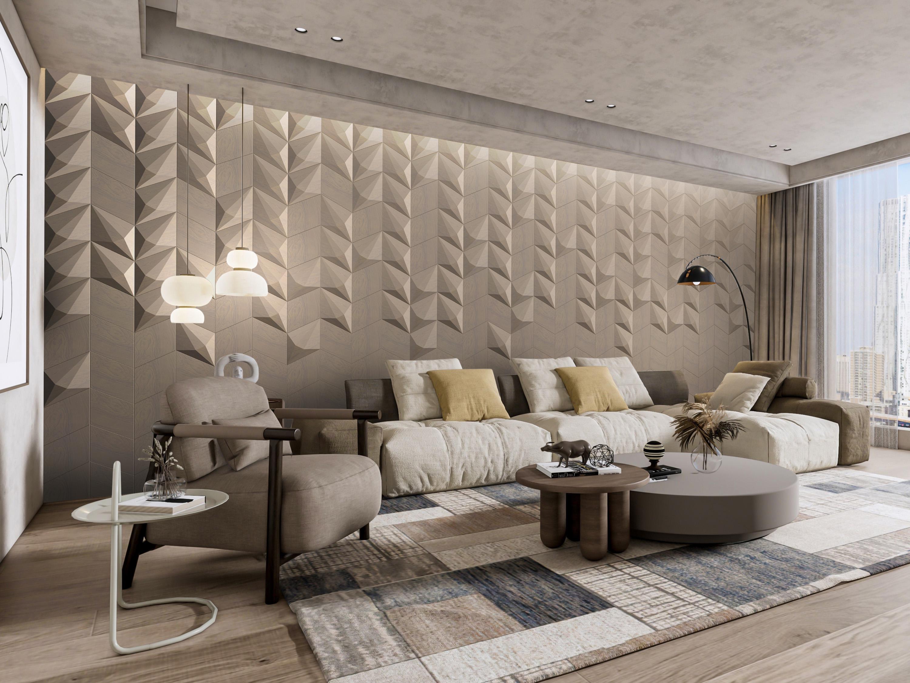 Geometric Wood Wall Panels: 2D CARO + 3D DIAMOND Accent Wall - Etsy