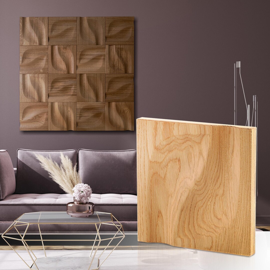 Karim Rashid Design, Walnut Wall Panels, 3D Textured Wood Art, Dark ...