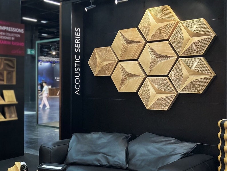 Hexagon Oak Acoustic Panel, 3D Geometric Wall Art, Sound Absorbing - Etsy