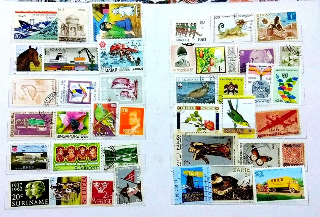 Stamp Album + 100 Different Original World Stamps From 100 Countries ...