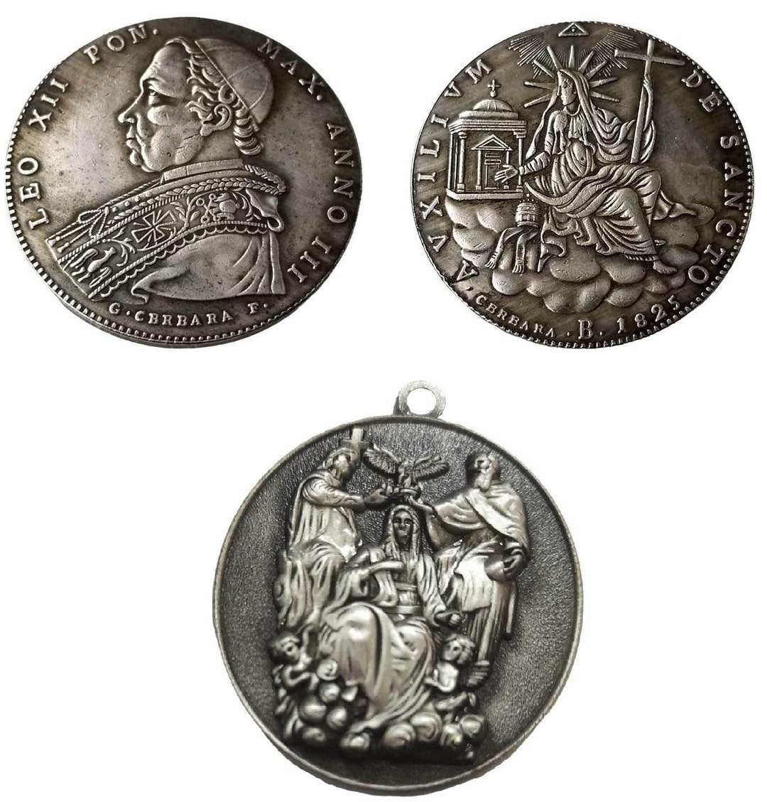 1825 Pope Leo XII, Jesus Our Lady Mary Queen of Heaven Coronation 1oz ...