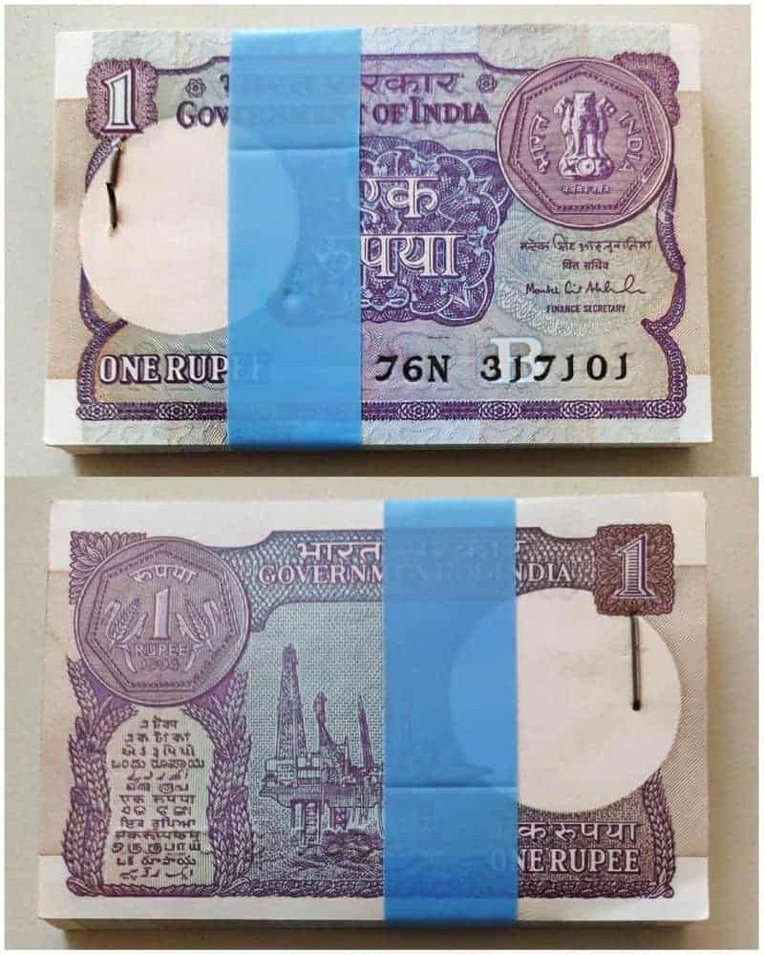 Lot 25 PCS 1980-90s India 1 Rupee Currency Paper Money Banknotes UNC 1/ ...