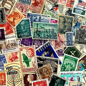 Stamp Album Stock Book 8 Pages + 50 PCS Different World Triangle Stamps ...