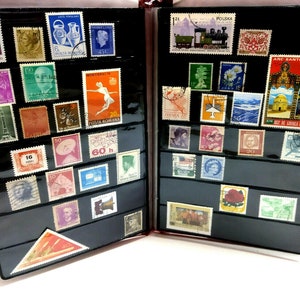 Stamp Album Stock Book 8 Pages 50 PCS Different World Wide Triangle ...