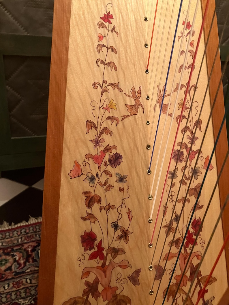 Le Printemps Harp Decal: Hand-watercolored Vinyl Cling - Etsy