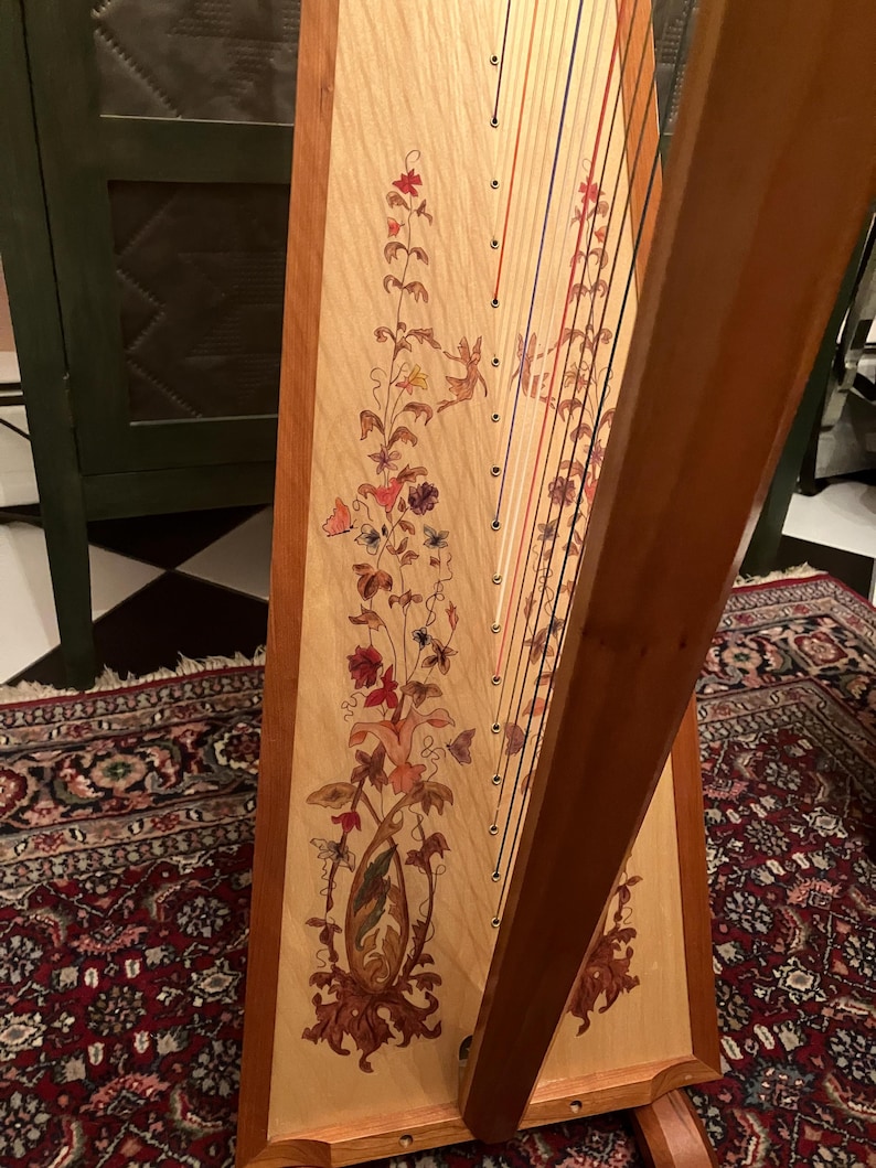 Le Printemps Harp Decal: Hand-watercolored Vinyl Cling - Etsy