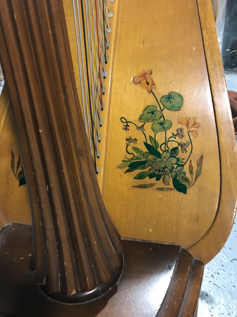 Victorian Lilies Harp Soundboard Decal - Hand Painted Design, Set of 2 ...