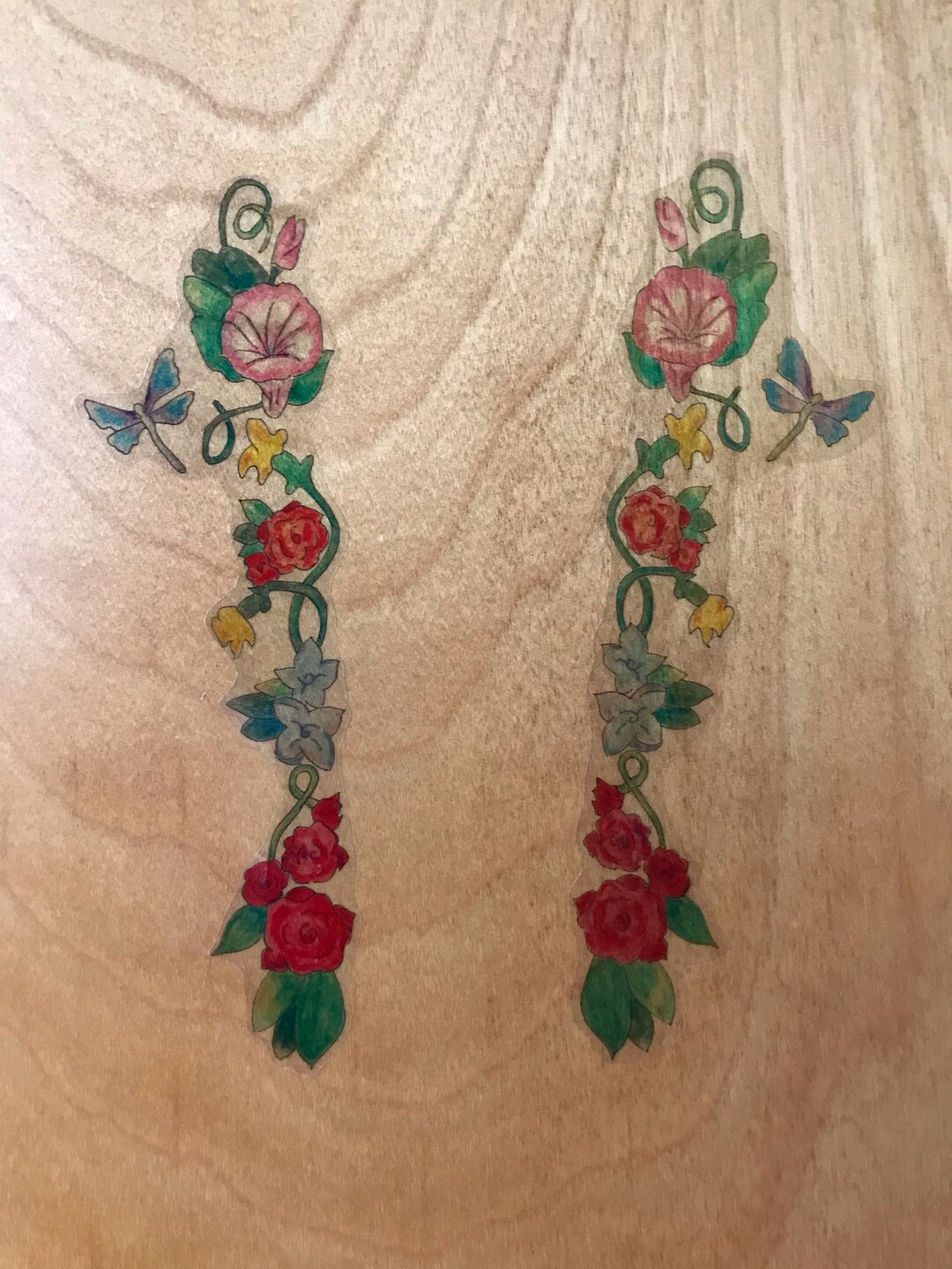 Dragonfly Floral Harp Decals, Clear Vinyl Soundboard Stickers (set of 2 ...