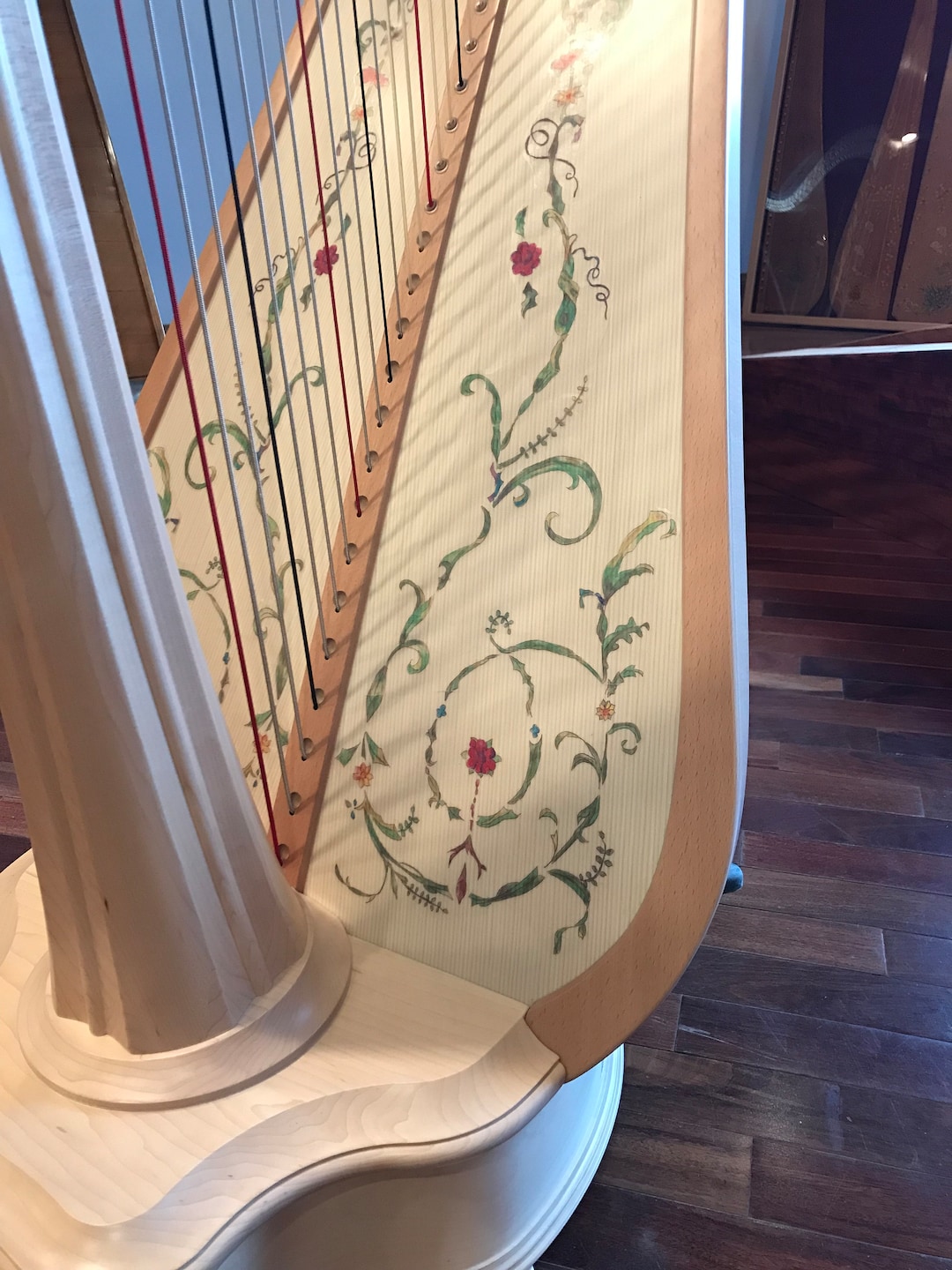 Delicate Tradition Hand Painted Floral Harp Soundboard Decal - Etsy