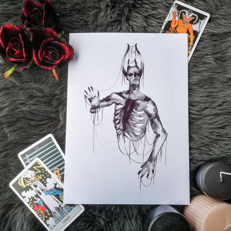 Watercolor Demons Dark Art Print Gothic Decor Creepy Art - Etsy