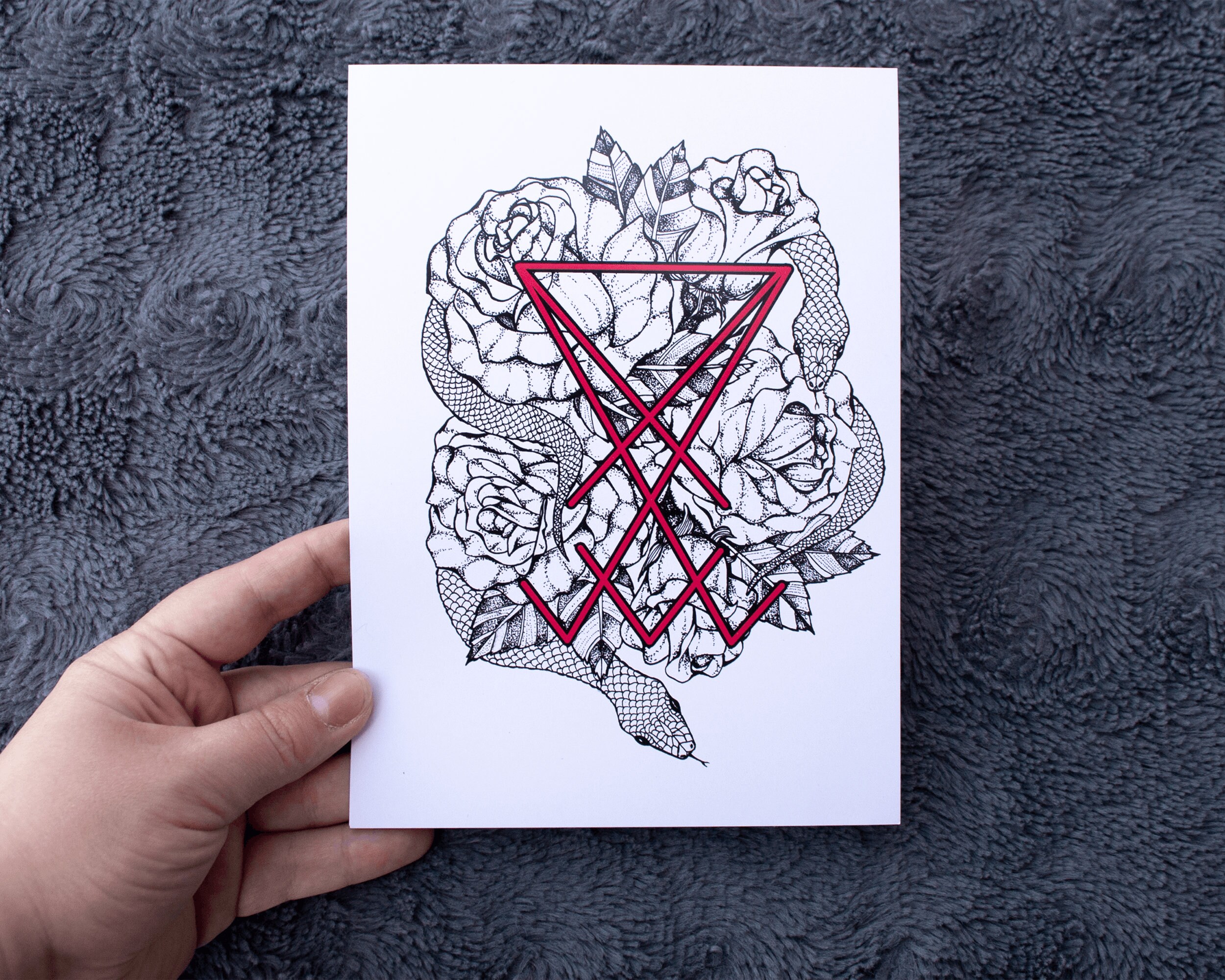 Lucifer's Sigil, Snakes & Roses Art Print, Gothic ART PRINT, Dark Art ...