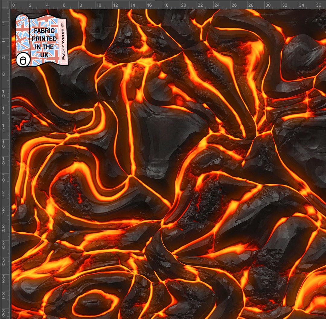 Lava Volcano Melt Printed Fabric Recycled Spandex 4 Way Stretch Fabric ...