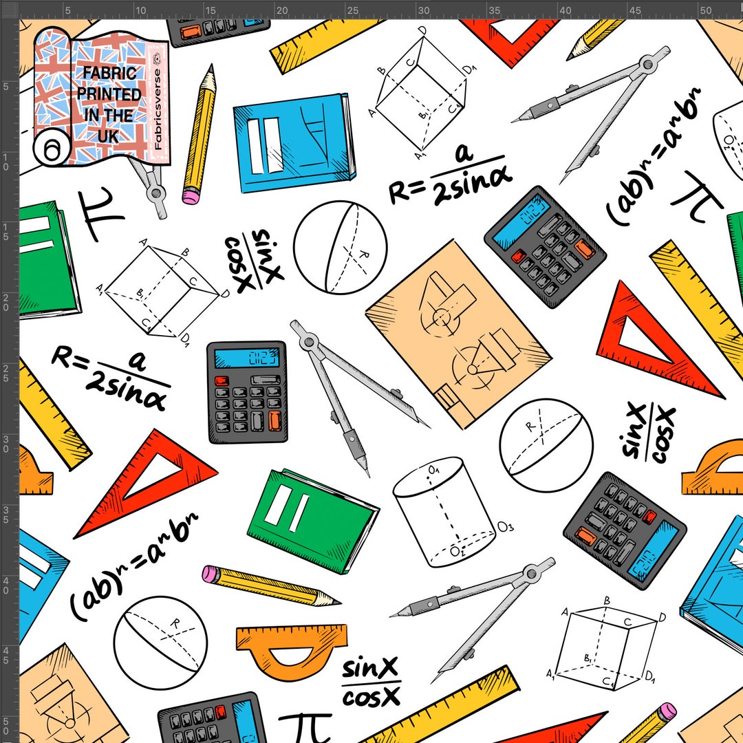 Maths School Formula Printed Fabric Recycled Spandex 4 Way Stretch ...