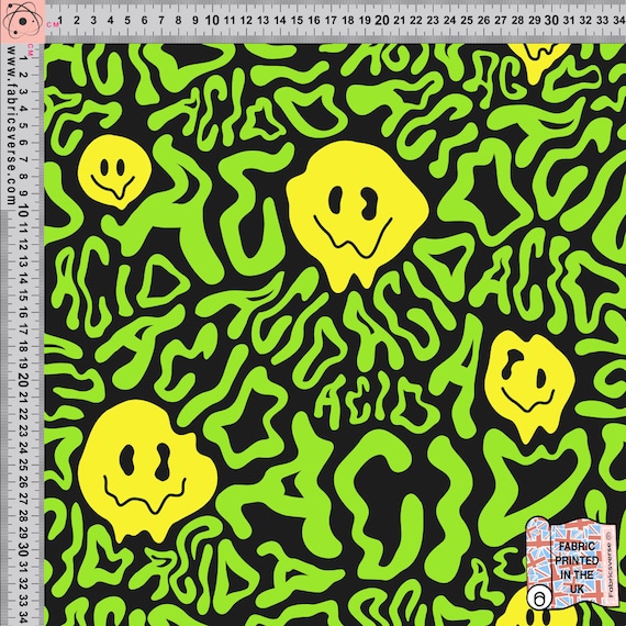 Melt Smiley Face Festival Printed Fabric Recycled Spandex 4 - Etsy