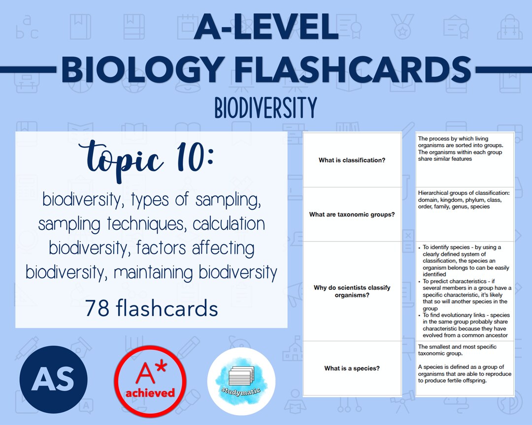 BIOLOGY FLASHCARDS A LEVEL: Biodiversity - Etsy
