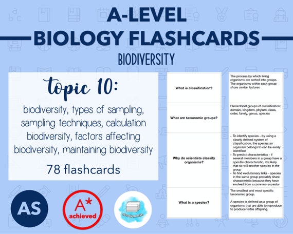 BIOLOGY FLASHCARDS A LEVEL: Biodiversity | Etsy