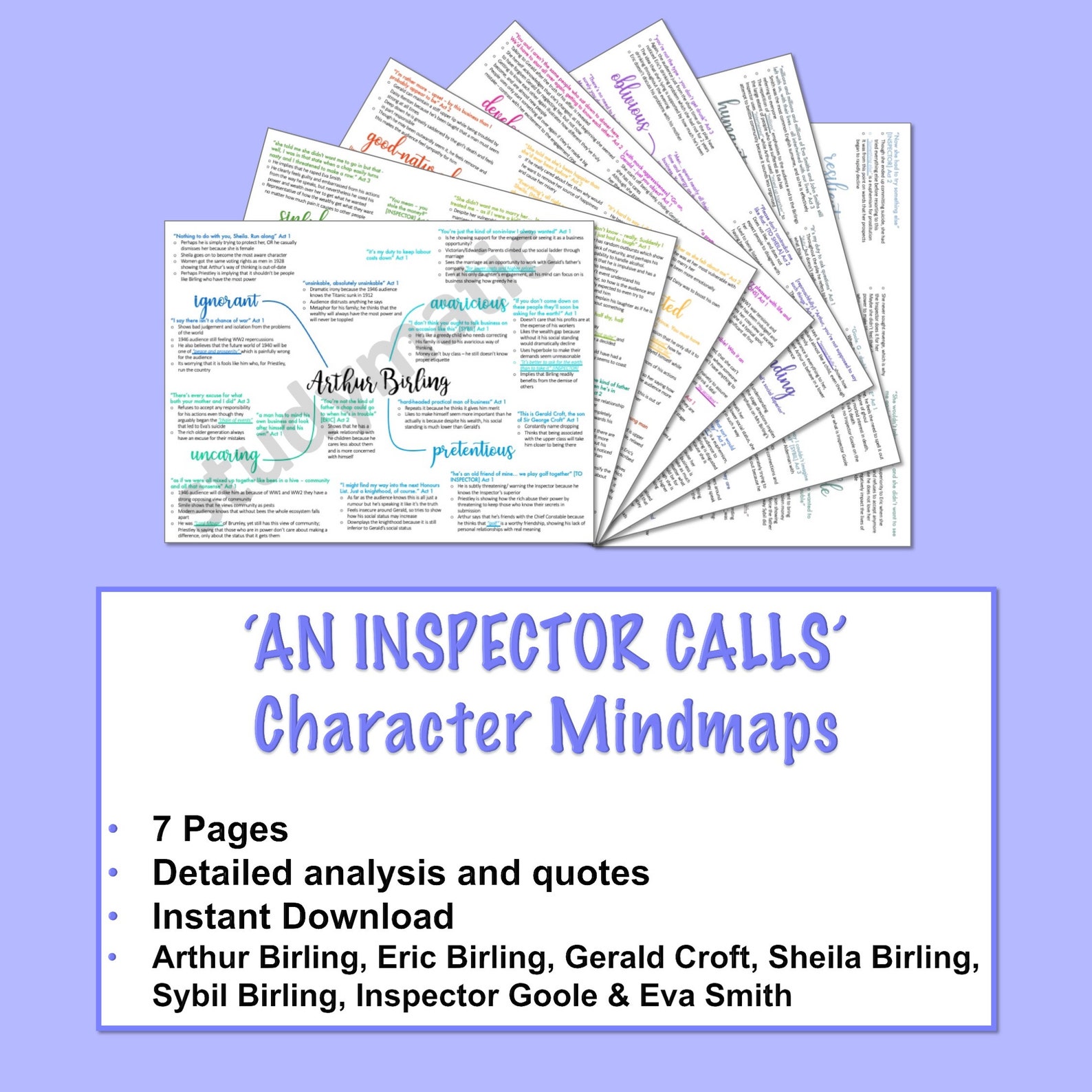 GCSE English Literature: 'An Inspector Calls' COMPLETE | Etsy