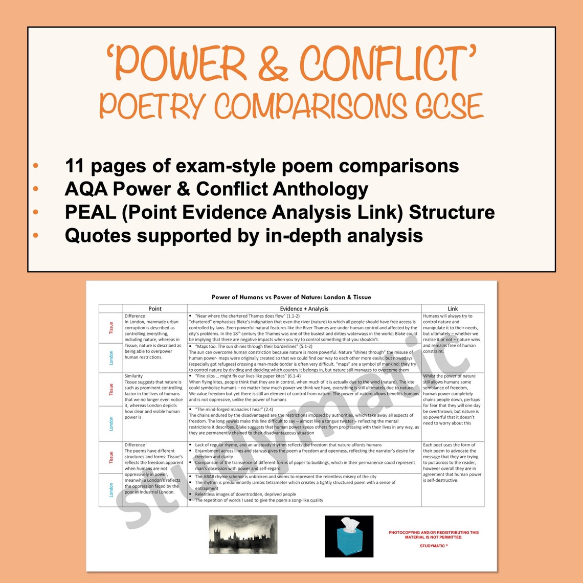 GCSE English Literature: 'power and Conflict' Poem Comparisons - Etsy UK