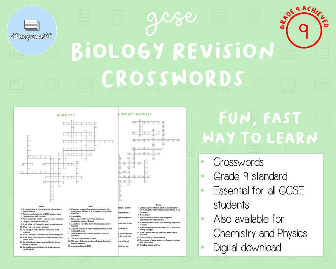 GCSE Biology Revision Crosswords - Etsy