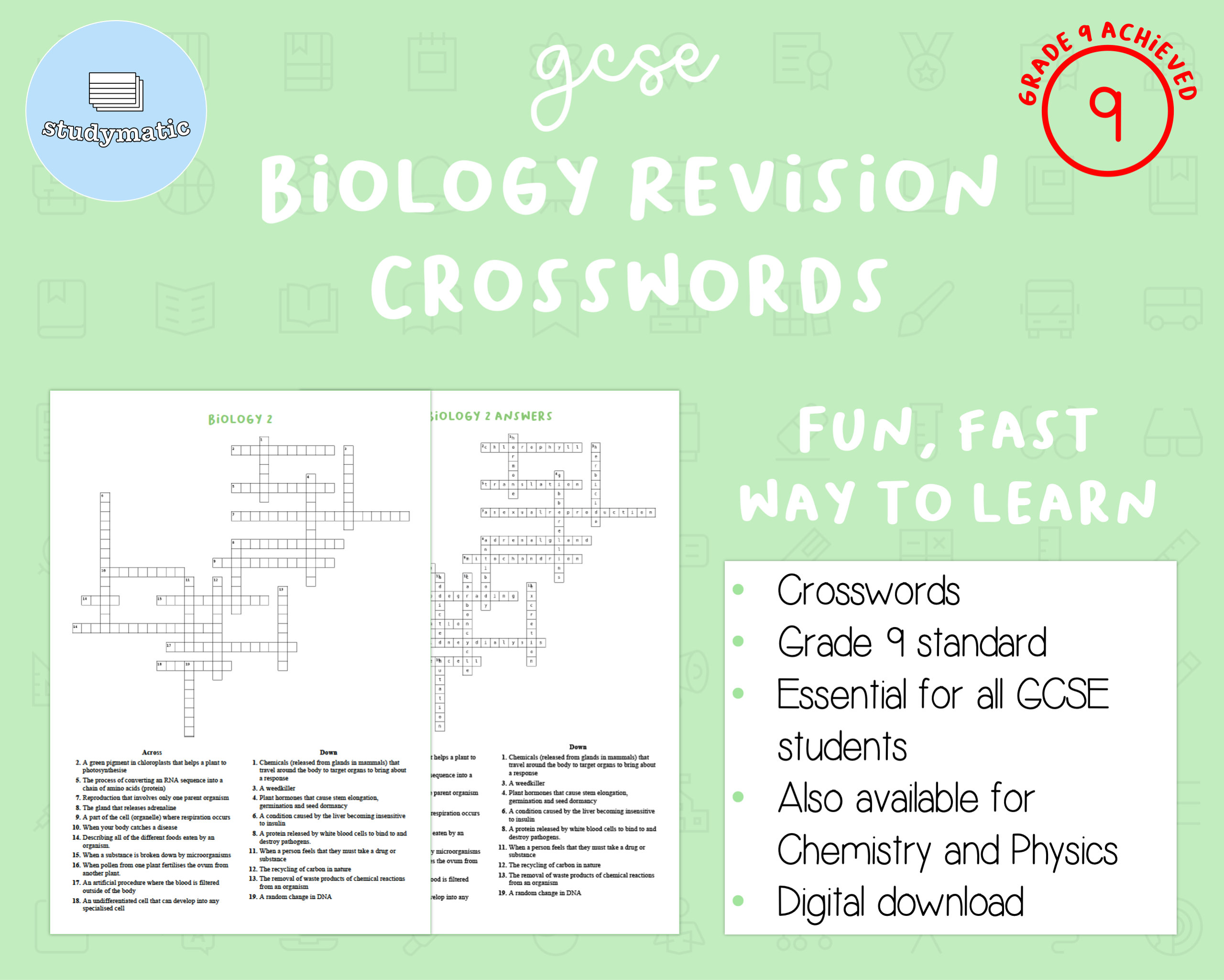 GCSE Biology Revision Crosswords - Etsy UK