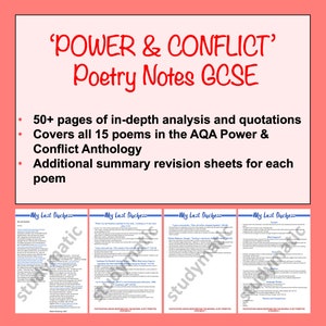 GCSE English Literature: 'power and Conflict' Poetry Notes - Etsy UK