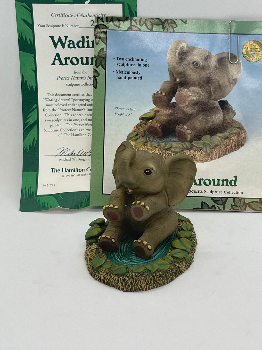 Vintage Hamilton Collection 2pc Elephant Figurine ~ Wading' Around - Etsy