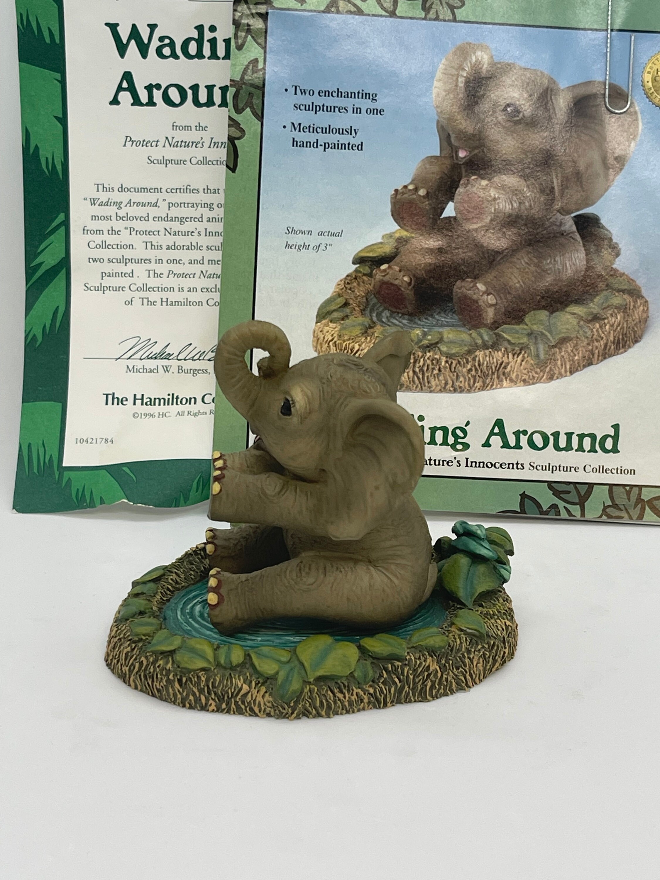 Vintage Hamilton Collection 2pc Elephant Figurine ~ Wading' Around - Etsy