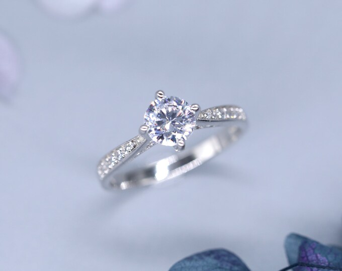 925 Sterling Silver Promise Ring for Women 0.9 Ct Zircon Wedding Ring ...