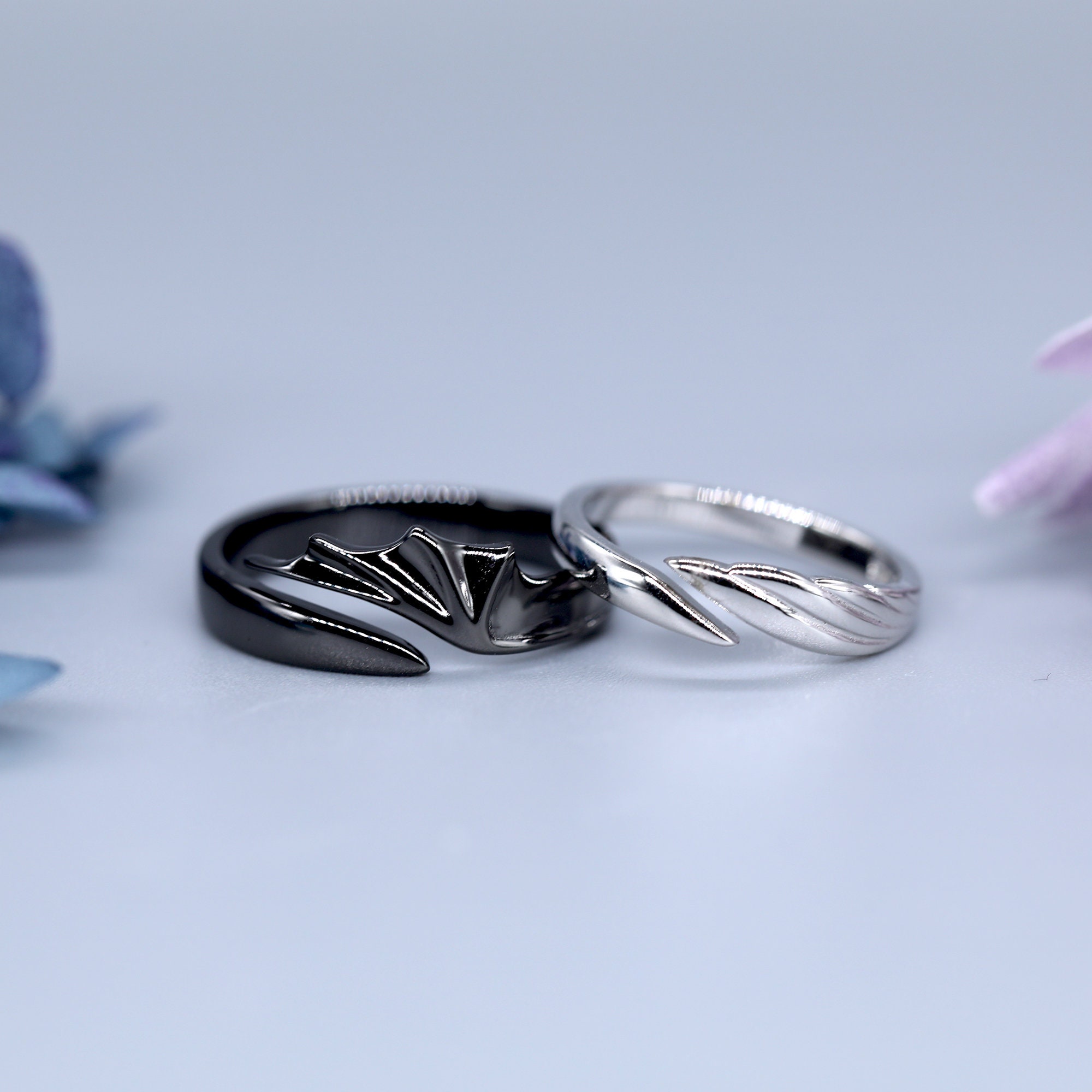 Angel and Devil Couple Rings: 925 Sterling Silver Promise Rings - Etsy