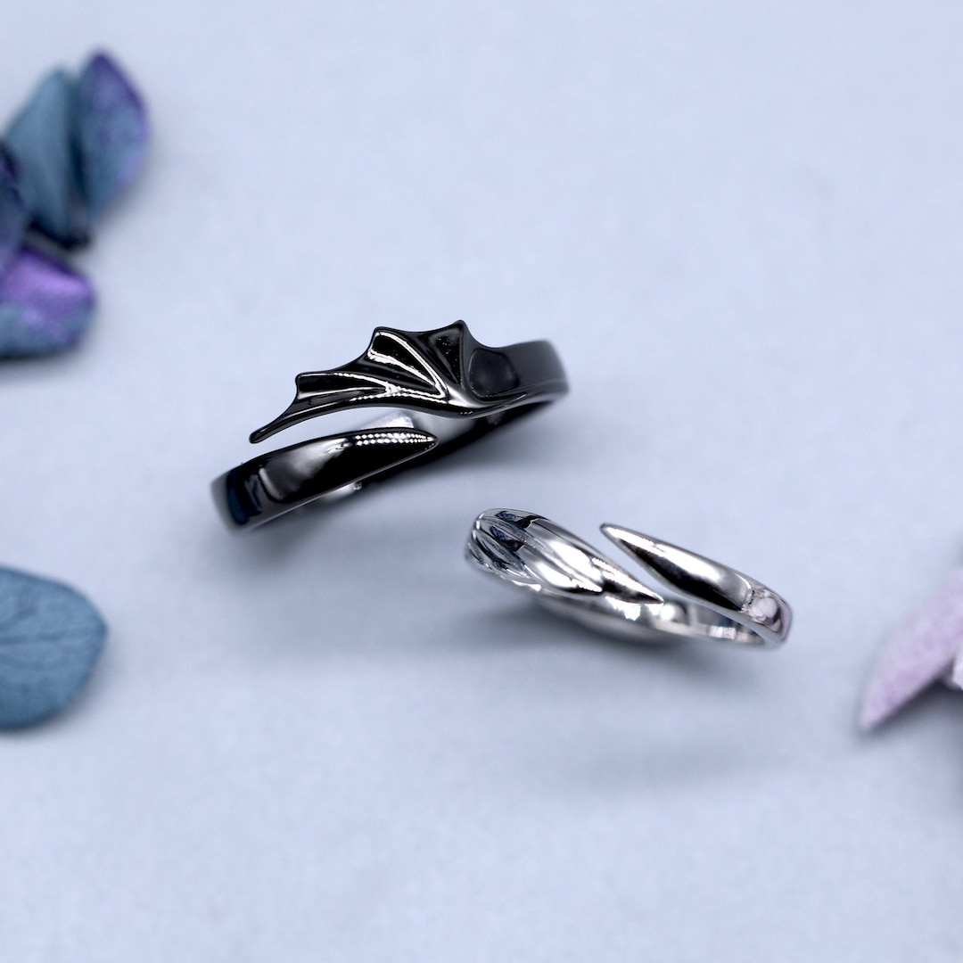 Angel and Devil Couple Rings: 925 Sterling Silver Promise Rings - Etsy