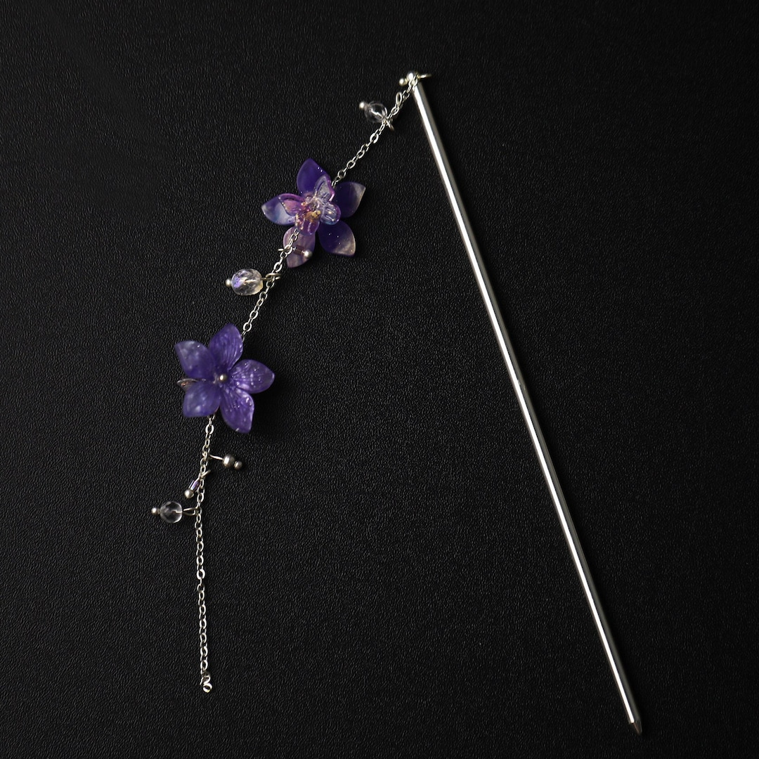 Handmade Dangle Silver Color Flower Copper Hair Stick Flower Hair ...