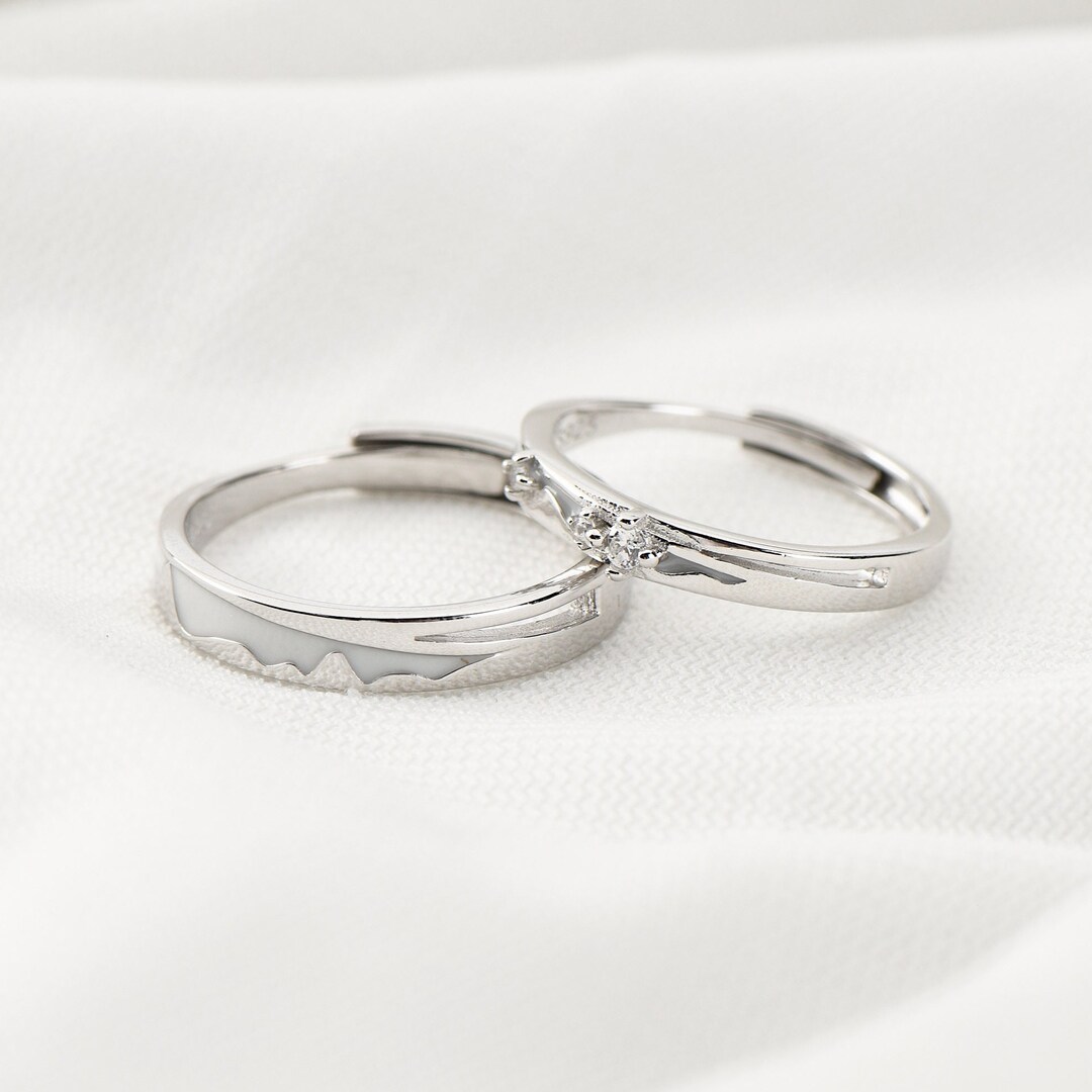Customized Couple Rings 925 Sterling Silver Night Glow His and Hers ...