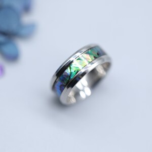 Customized Stainless Steel 8mm Shell Inslaided Ring for Men Promise Men ...