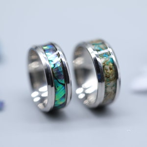 Customized Stainless Steel 8mm Shell Inslaided Ring for Men Promise Men ...