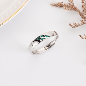 Customized Leaves Couple Rings His and Hers Rings Promise Ring ...